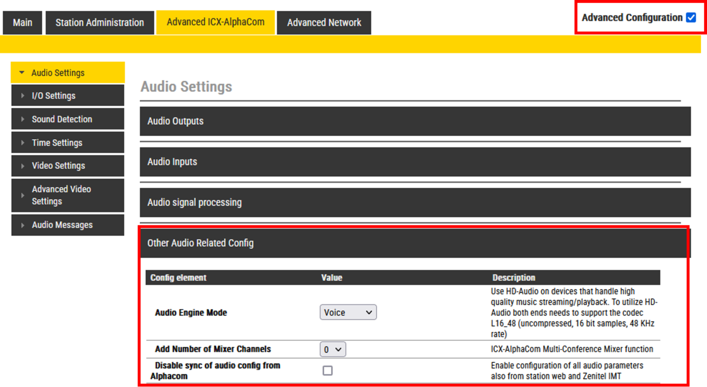 Audio Settings (Devices) - Zenitel Wiki