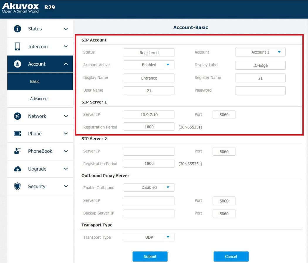 Akuvox R29S (Edge) - Zenitel Wiki